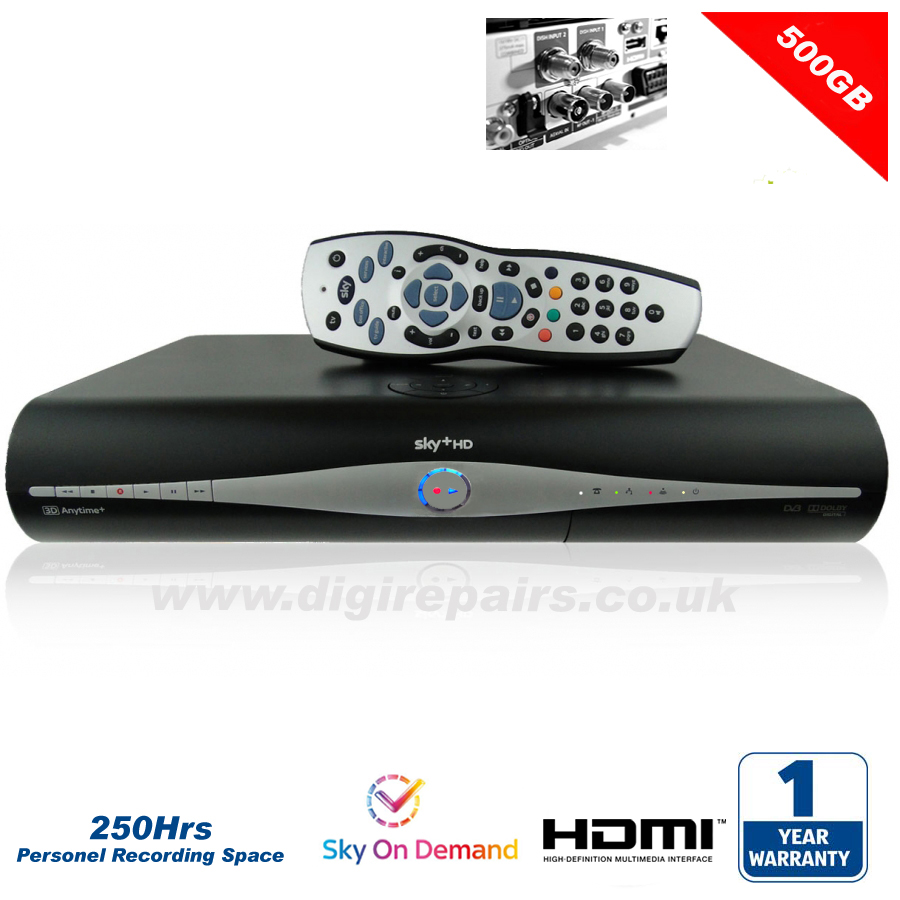 SKY+ HD BOX - WITH RF OUT. BRAND NEW 500GB (250Hrs) HDD - 1 YEARS ...